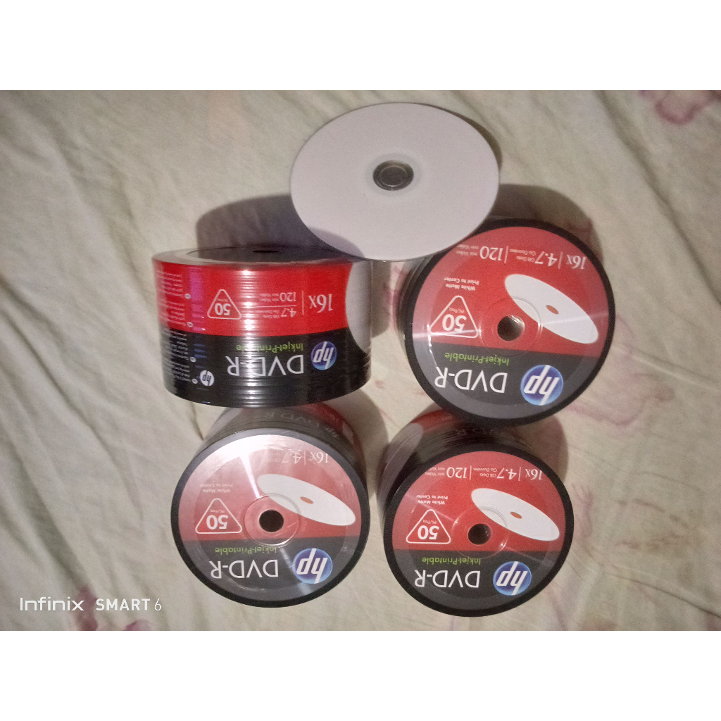 "200 Unidades" DVD Imprimível a Jato de Tinta HP Virgem 16x 4,7GB | Shopee Brasil