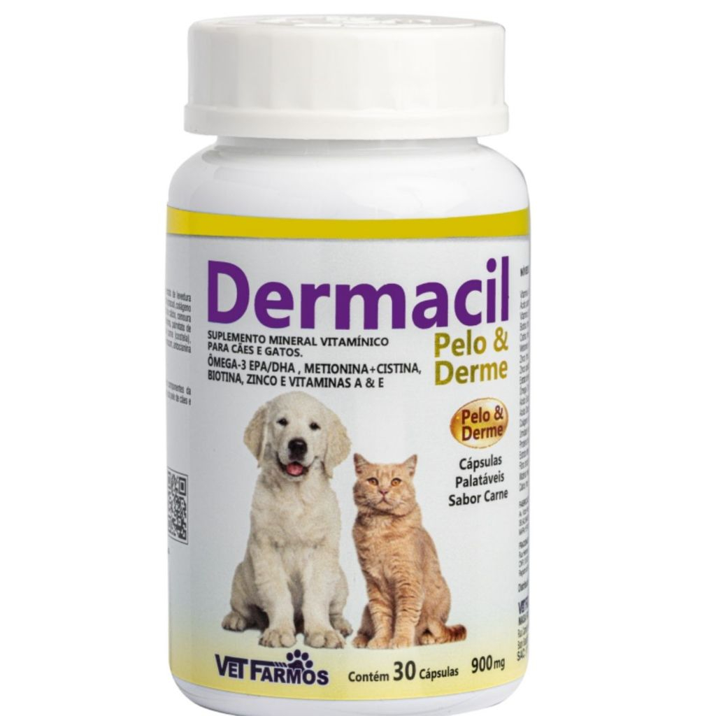 DERMACIL PELO & DERME - OMEGA 3 SUPLEMENTO MINERAL VITAMINICO - CÃES ...