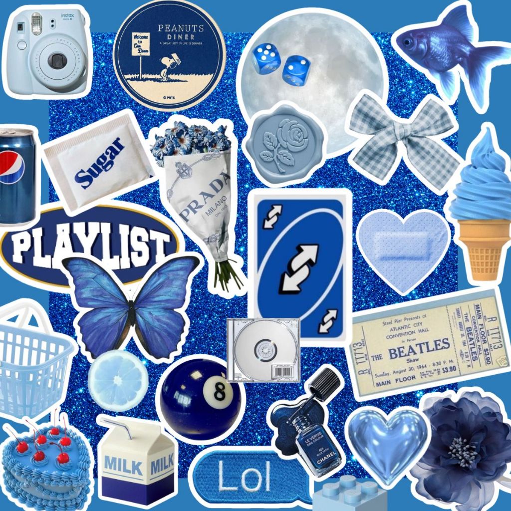 48 Stickers Adesivos Impermeáveis Blue Azul Aesthetic Para Colagem ...