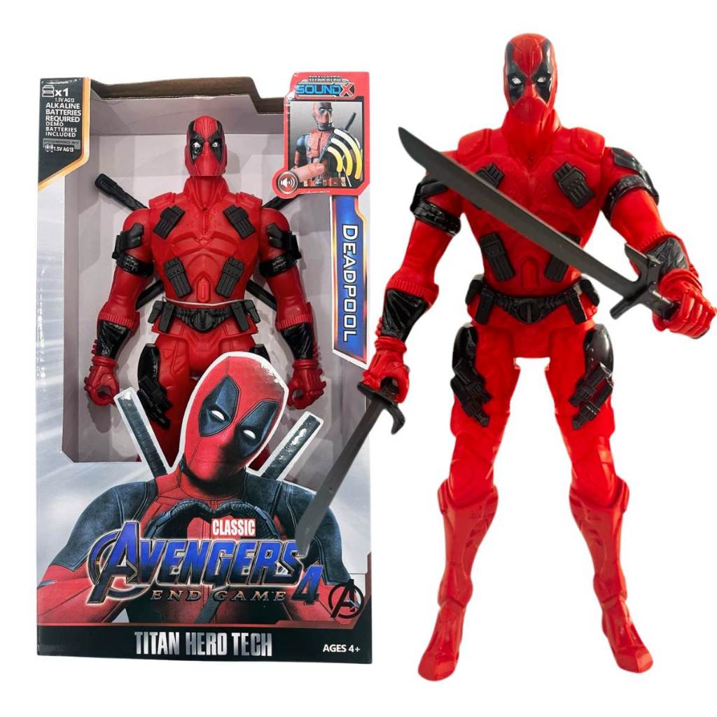 Boneco Deadpool Grande 30cm Articulado com Som e Luzes | Shopee Brasil