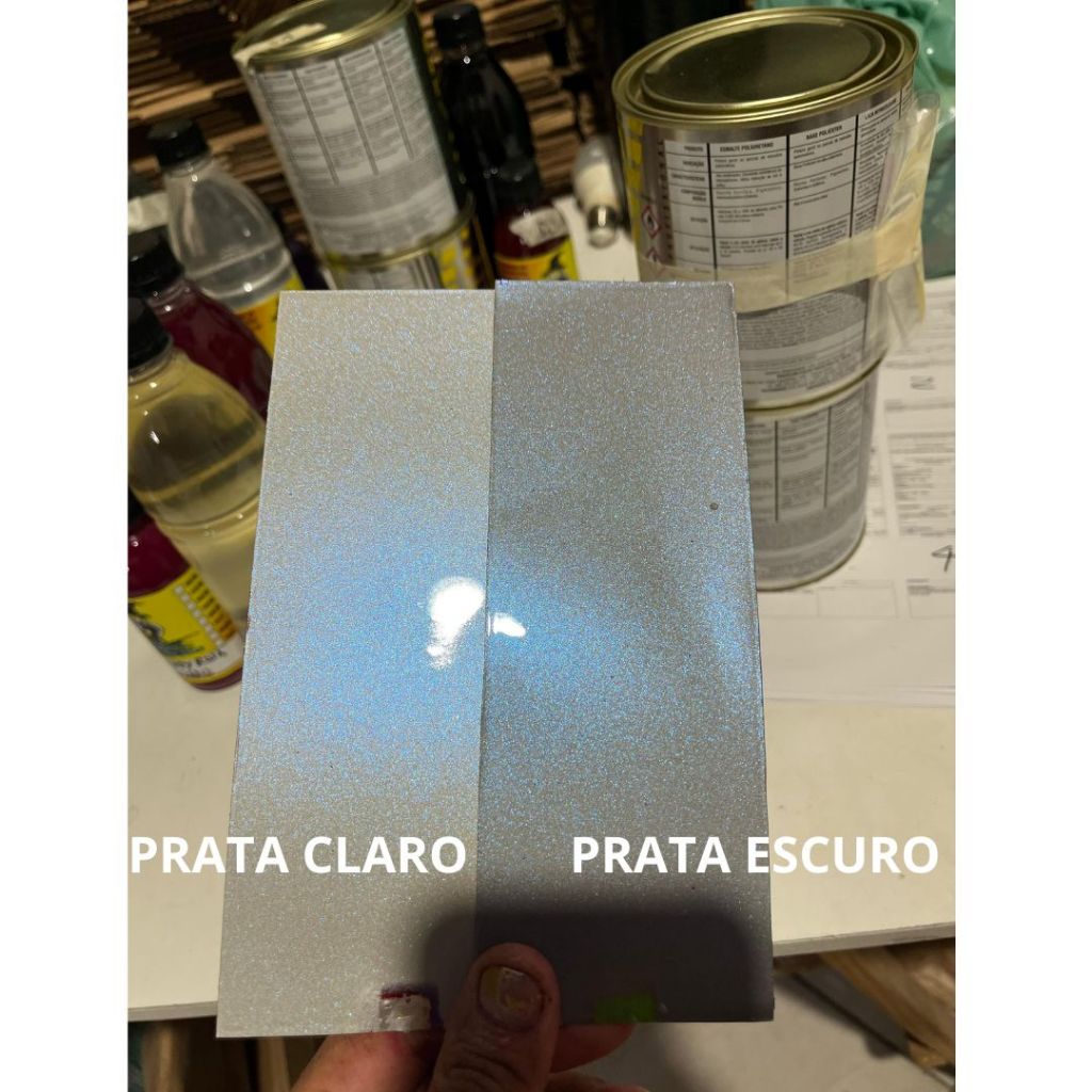 Tinta automotiva base poliester prata perolizado azul base+efeito ...