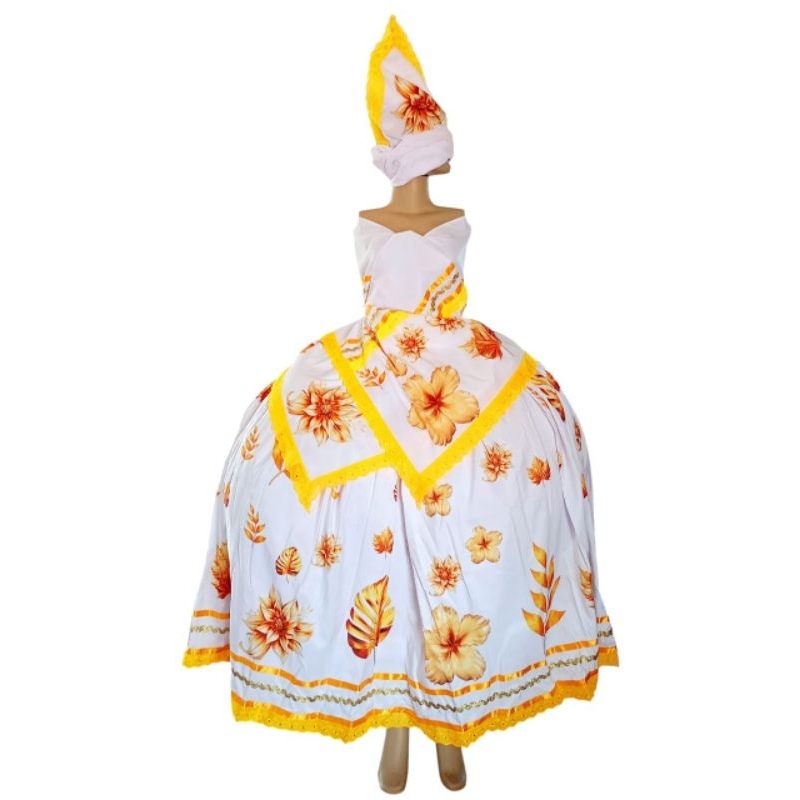 Vestido Flor Dourada para Oxum - Baiana Flôres Dourada 2025 Umbanda e ...