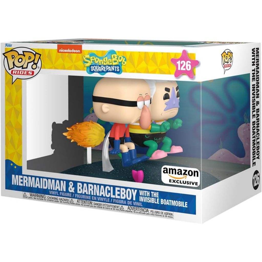 Mermaidman & Barnacleboy with the Invisible Boatmobile 126 Funko Pop Original Spongebob ...
