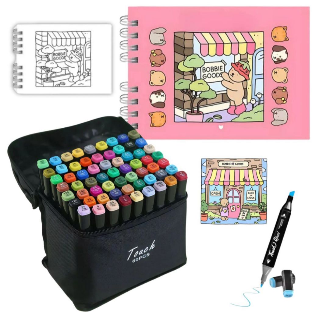 Kit Caderno + Canetas 36 Pçs Caderno De Colorir Bobbie Goods Com ...