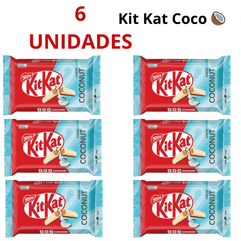 kit 6 Kit Kat Coco Chocolate Kit Kat Novo Sabor Coco novo Chocolate Kit ...