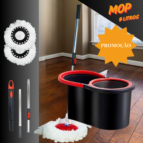 Mop C/ cabo de 140 cm + Refis - Rodinhas e Cesto Em Plástico Duro ...
