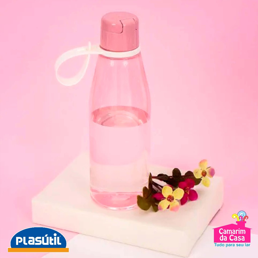 Kit com 02 Garrafas Squeeze com Tampa Abre Fácil Colors Transparentes ...