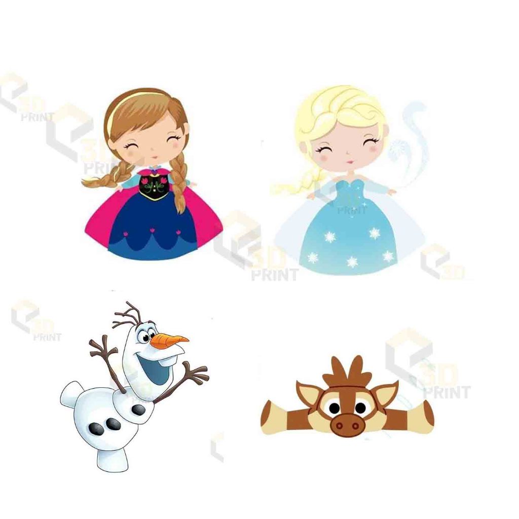 Cortador Frozen Elsa Ana Olaf e Sven KIT com 4 personagens 6,5cm ...