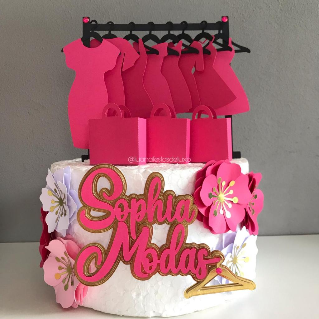 Topo de bolo personalizado loja de roupas Boutique | Shopee Brasil