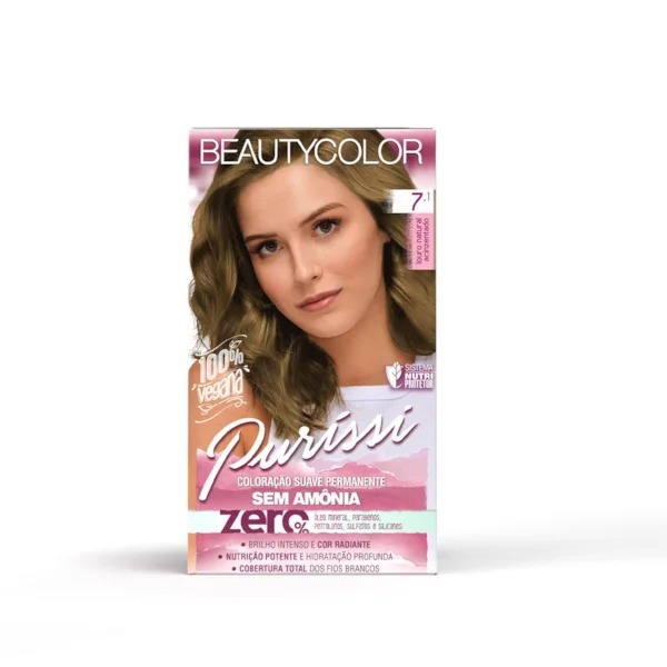 Tinta Beauty Color Puríssi Sem Amônia KIT 7.1 Louro Natural Acinzentado ...