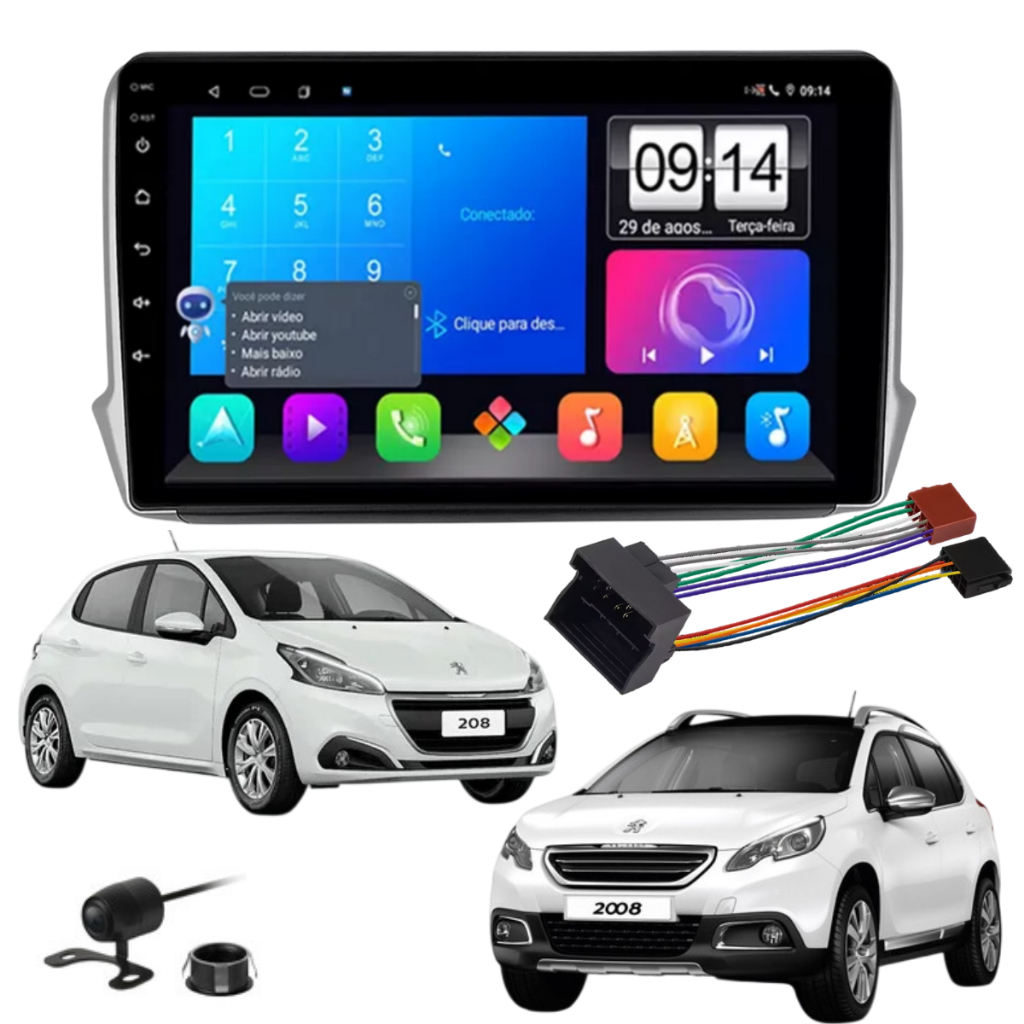 Central Multimidia Peugeot 2008 208 9pol 2gb 32gb Carplay | Shopee Brasil