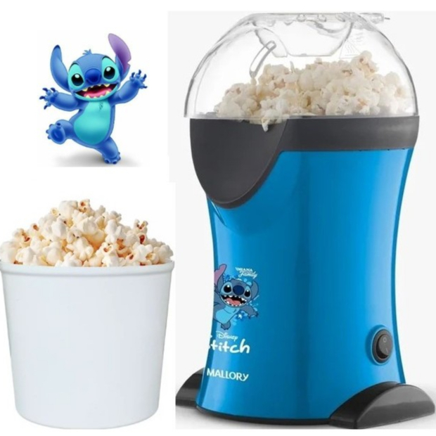 Pipoqueira Elétrica Stitch Disney Sem Óleo Mallory Disney 1200W Azul ...