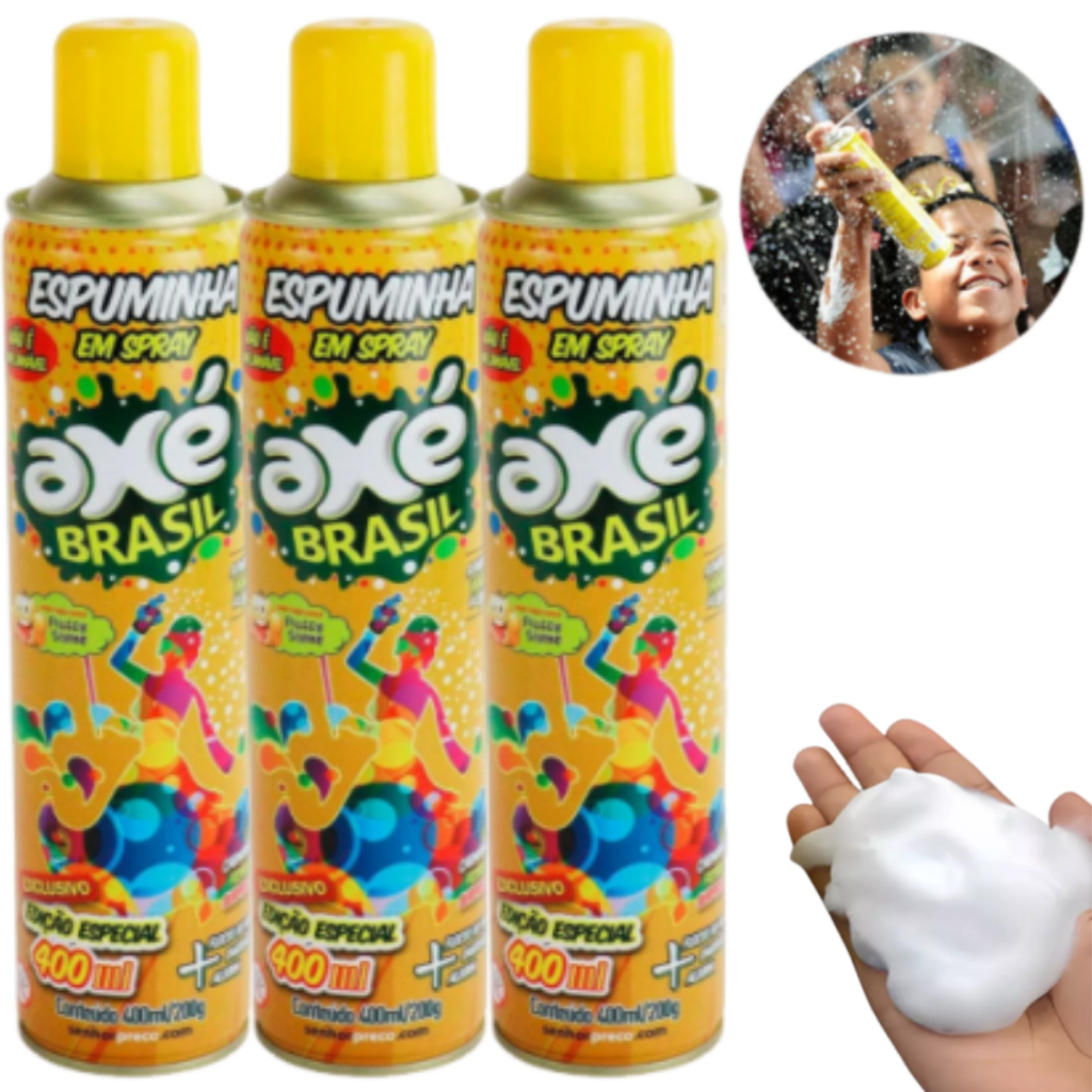 Espuma de Carnaval 400ml Axé Brasil br Folia 2025 Em Spray Festa ...