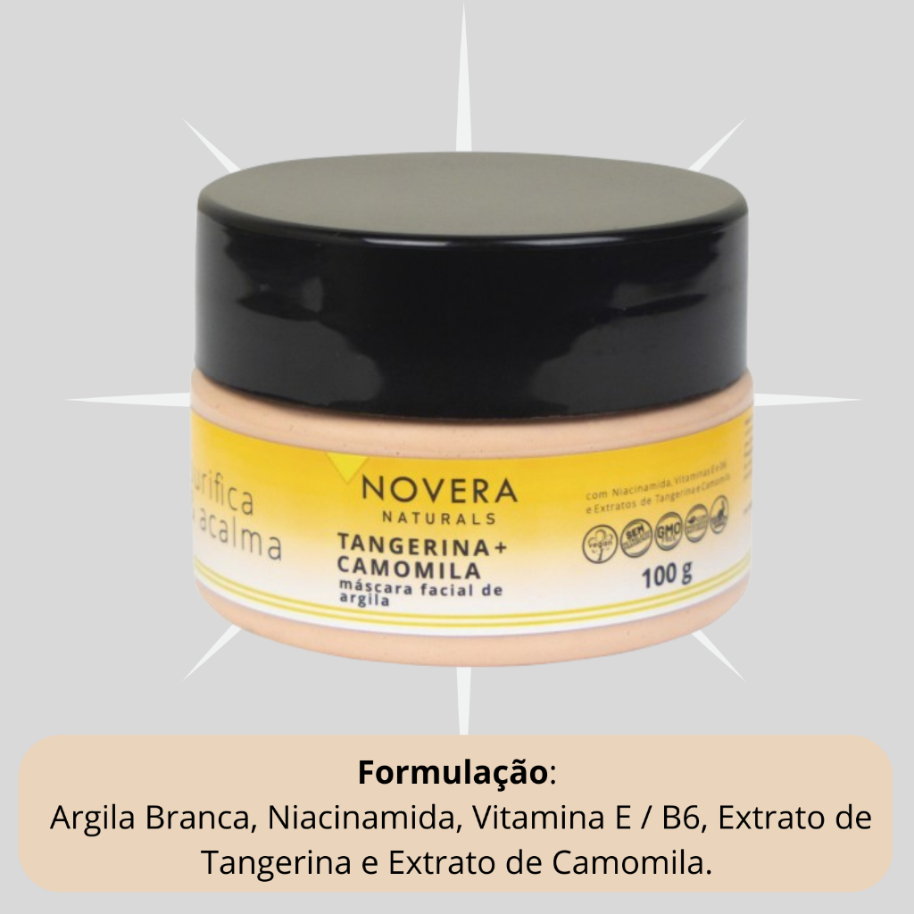 Máscara Facial de Argila Branca Calmante Tangerina + Camomila 100g Novera Left | Shopee Brasil