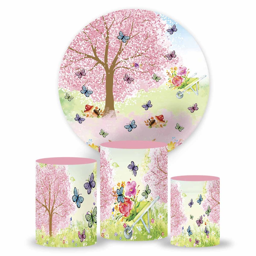 Kit Capa Painel de Festa Jardim Encantado, Painel Redondo, Trio Veste ...