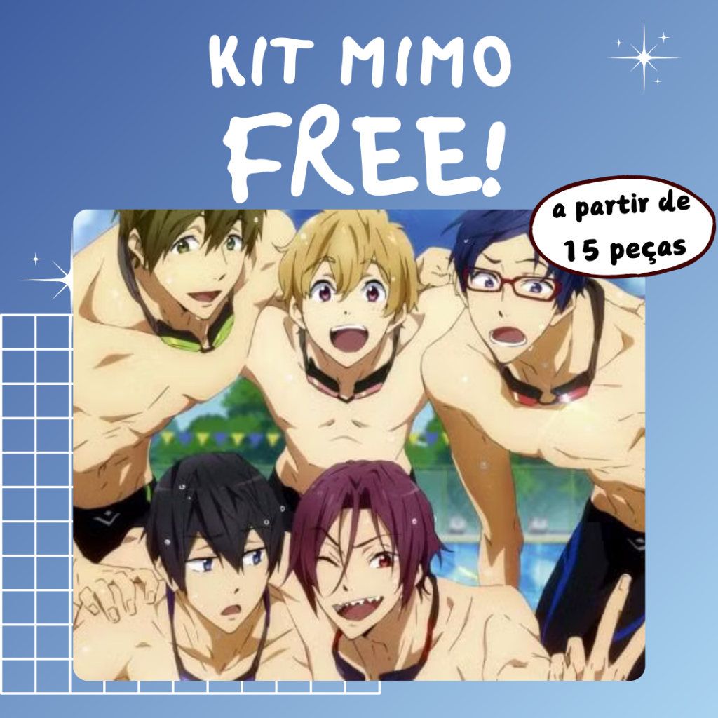 Kit mimo anime free! - a partir de 15 peças - personalizado | Shopee Brasil