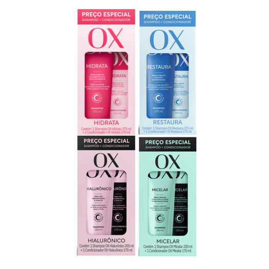 Kit OX Shampoo e Condicionador 200ml e 170ml (ESCOLHA O SEU) | Shopee Brasil