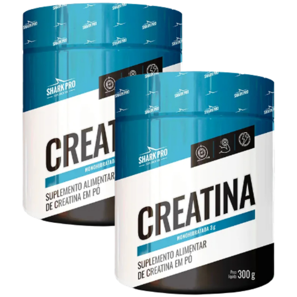 Kit 2x Creatina Monohidratada Pura 300g - Shark Pro | Shopee Brasil