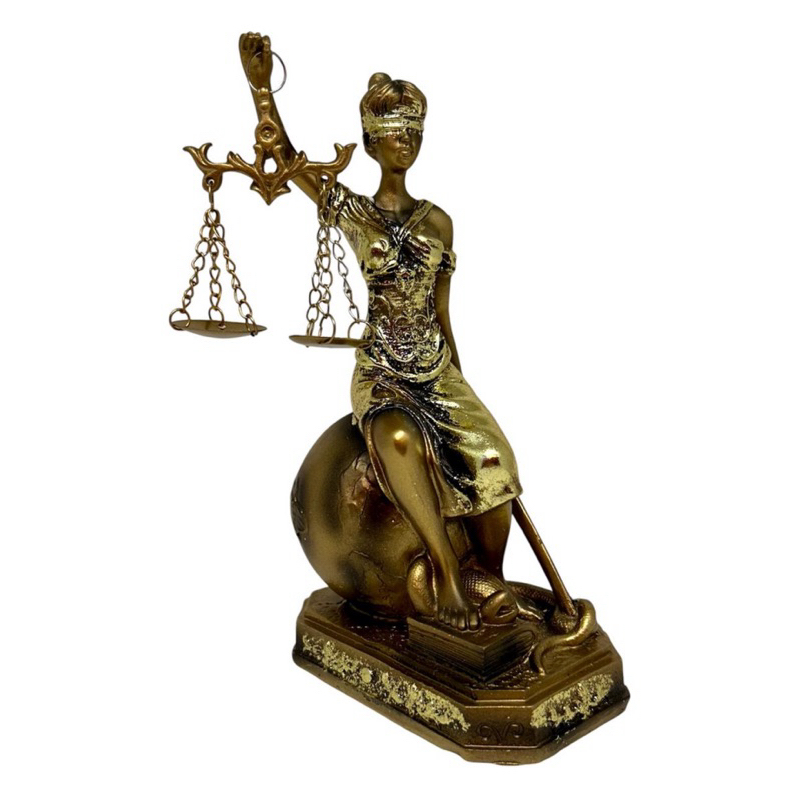 Estatueta Decorativa Dama da Justiça Sentada Deusa Thêmis Presente ...