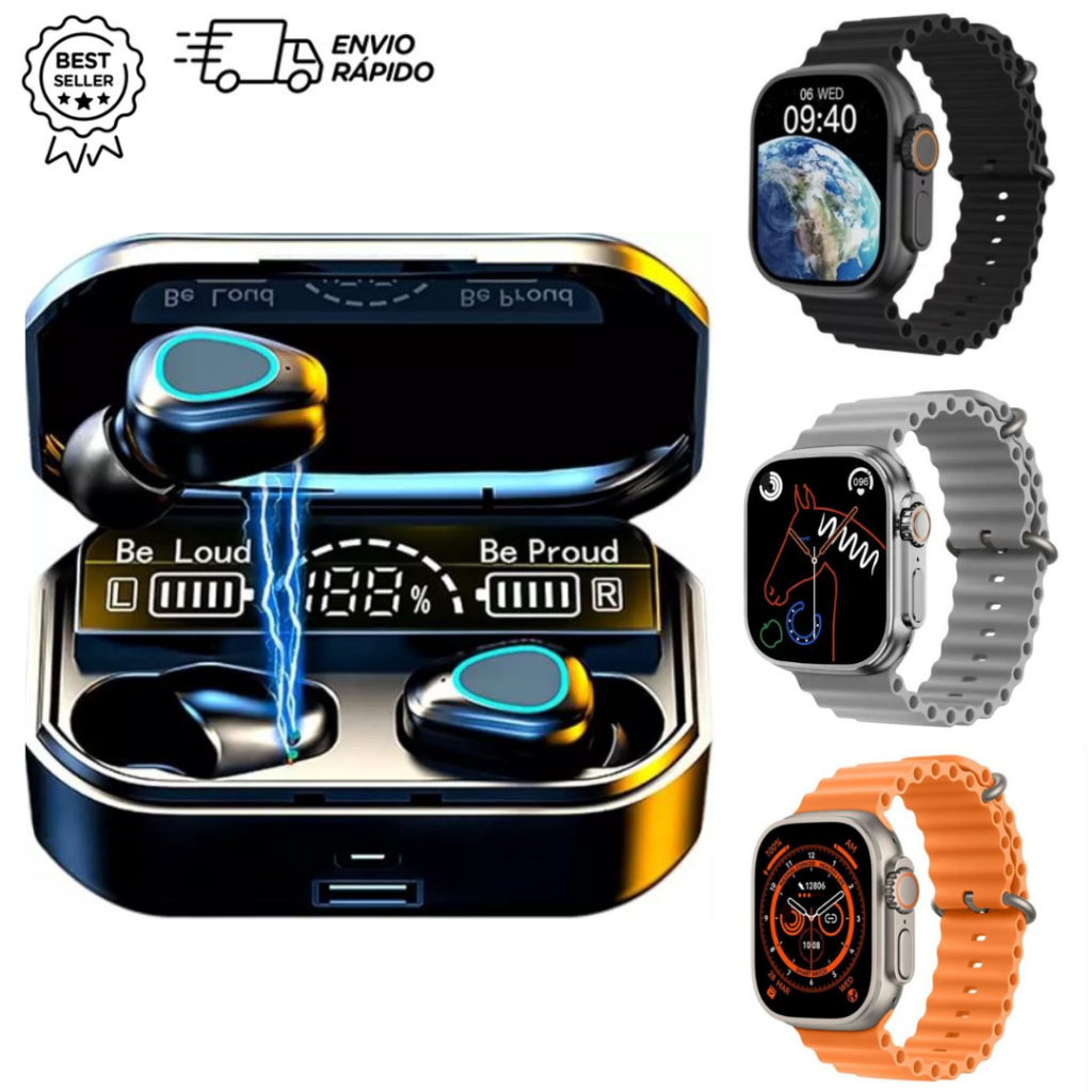 Kit Relógio Smartwatch T800 ULTRA Tela 49mm + Fone de Ouvido sem Fio M30 | Shopee Brasil