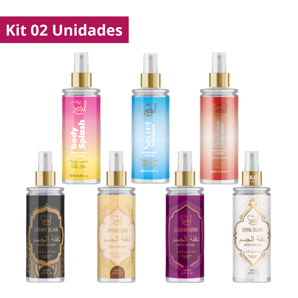 Kit 02 Body Splash Desodorante Colônia Árabe e Normal Soul Cosméticos 200ml | Shopee Brasil
