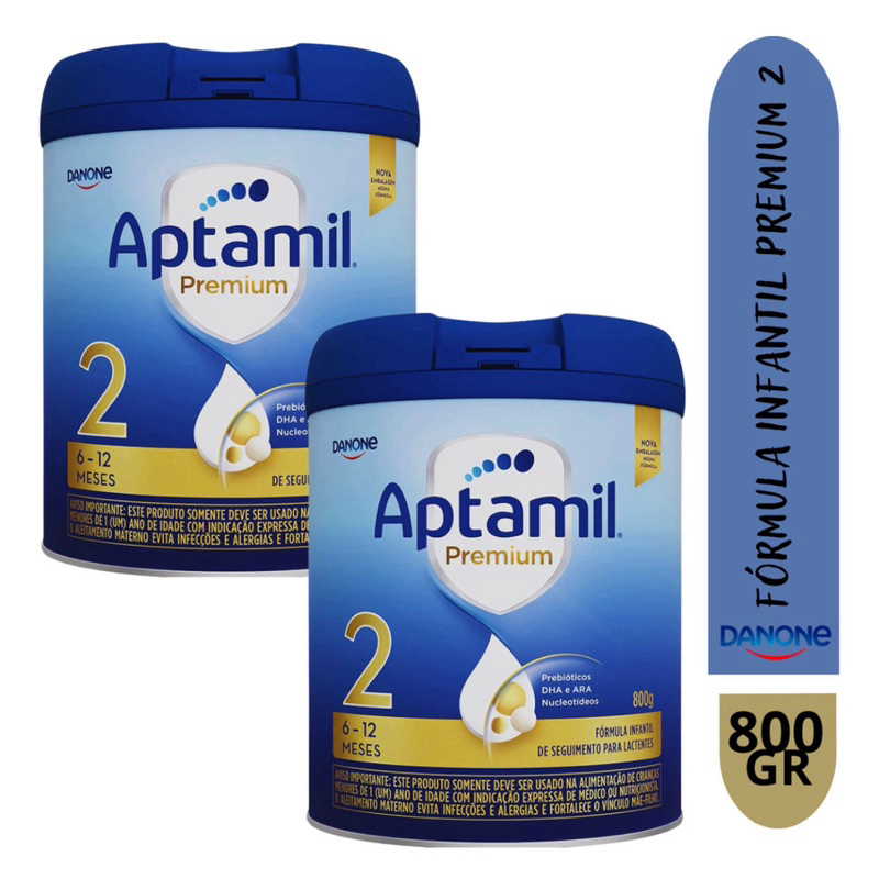 Kit 2 Aptamil Premium 2 fórmula infantil em pó sem glúten 800g 6 a 12 ...