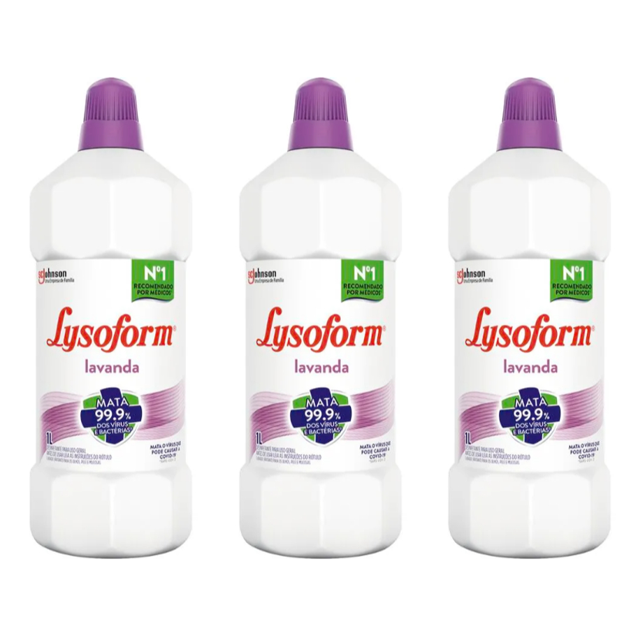 Desinfetante Lysoform Lavanda Frasco com 1L KIT 3 unidades | Shopee Brasil