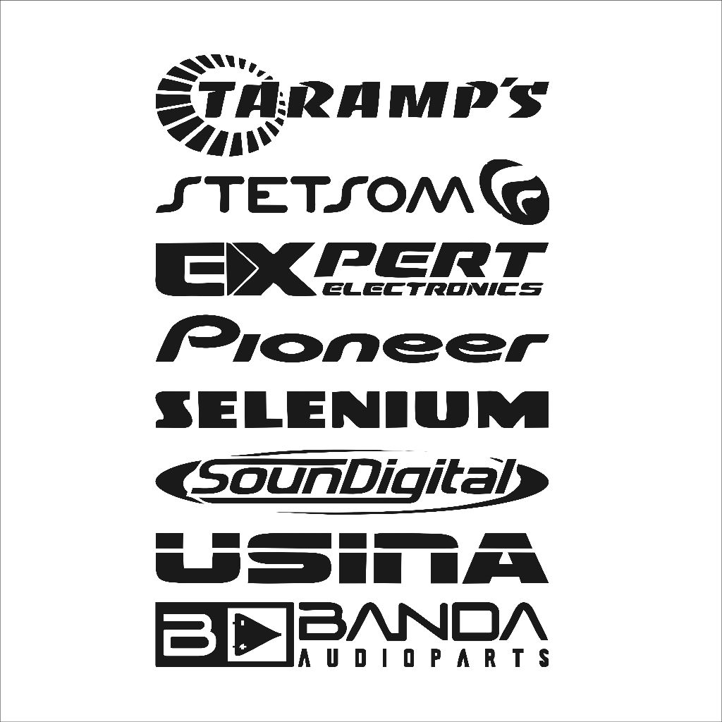 Kit Adesivos Cartela Marcas Som Automotivo - Adesivo Para Carro Taramps Stetsom Usina Sound ...