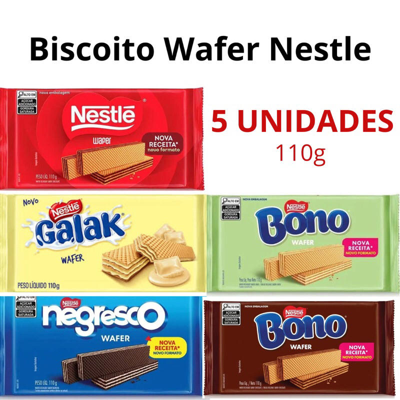 Kit 5 Biscoito Wafer Nestle 110g Kit Bolacha Doce Wafer Atacado Wafer ...