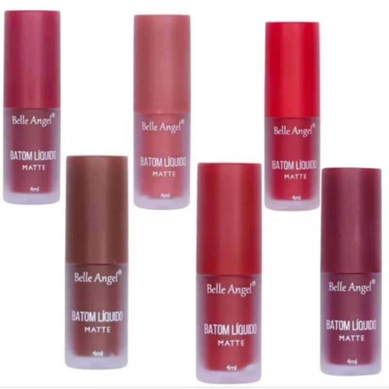 Kit 12 Batons Matte Belle Angel Tons Fortes e Tons Nudes | Shopee Brasil