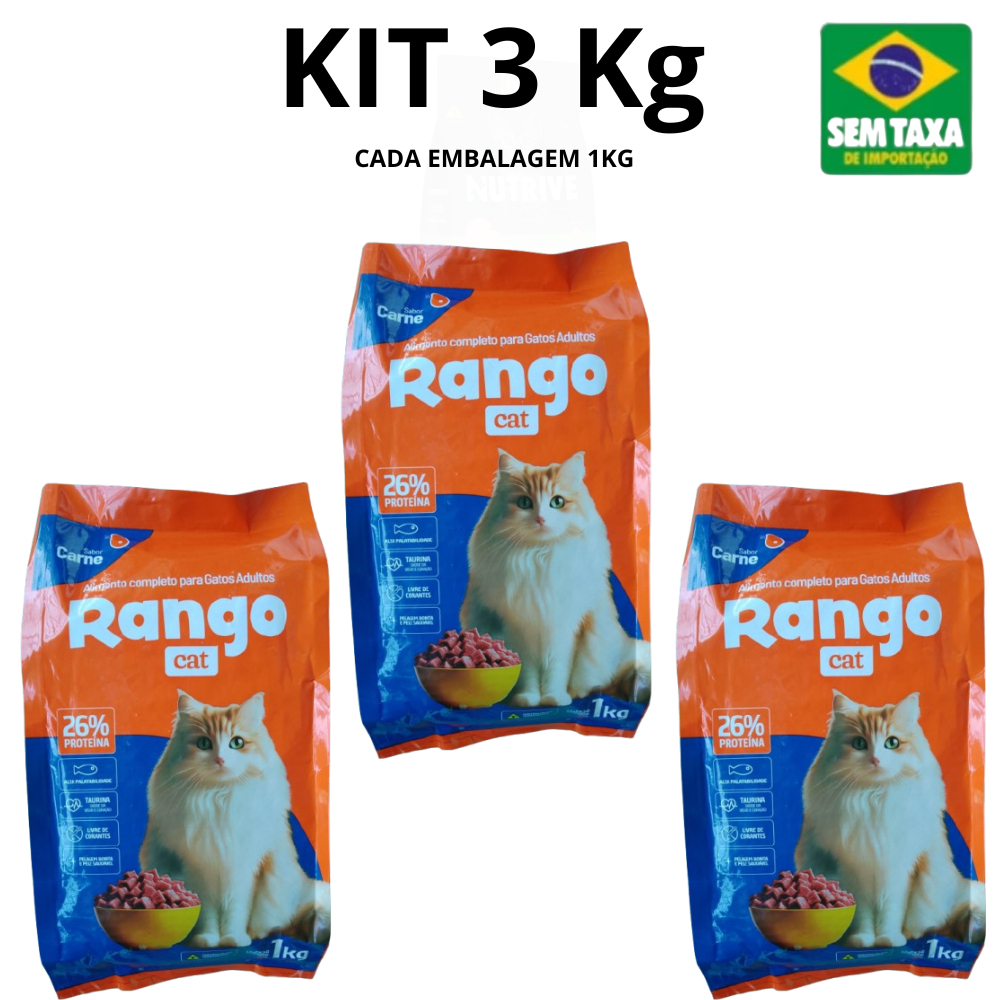 KIT Ração Rango Cat Sabor Carne Gatos Adultos Embalagens de 1kg ...