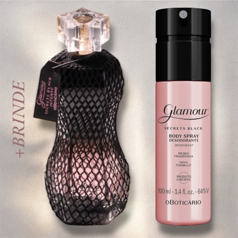 Combo Desodorante Colônia Glamour Secrets Black Intense 75ml + Body ...