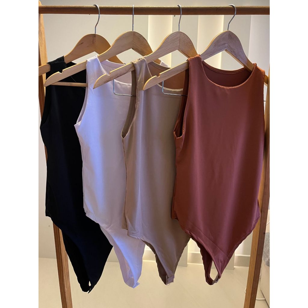 Kit 4 Body Bory Feminino Básico Casual Regata Gola Redonda Sem Manga ...