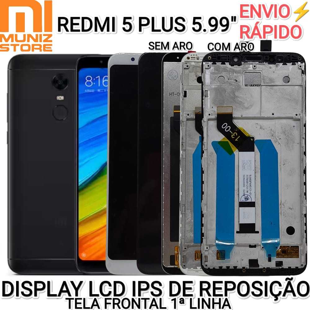 Frontal Redmi 5 Plus 5.99" Display Primeira Linha Tela LCD IPS Com ou ...