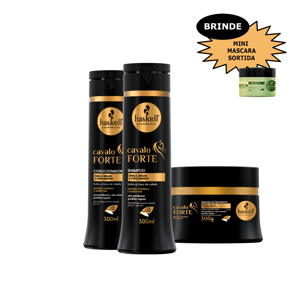 Kit Haskell Cavalo Forte Shamp+cond+masc 300ml | Shopee Brasil