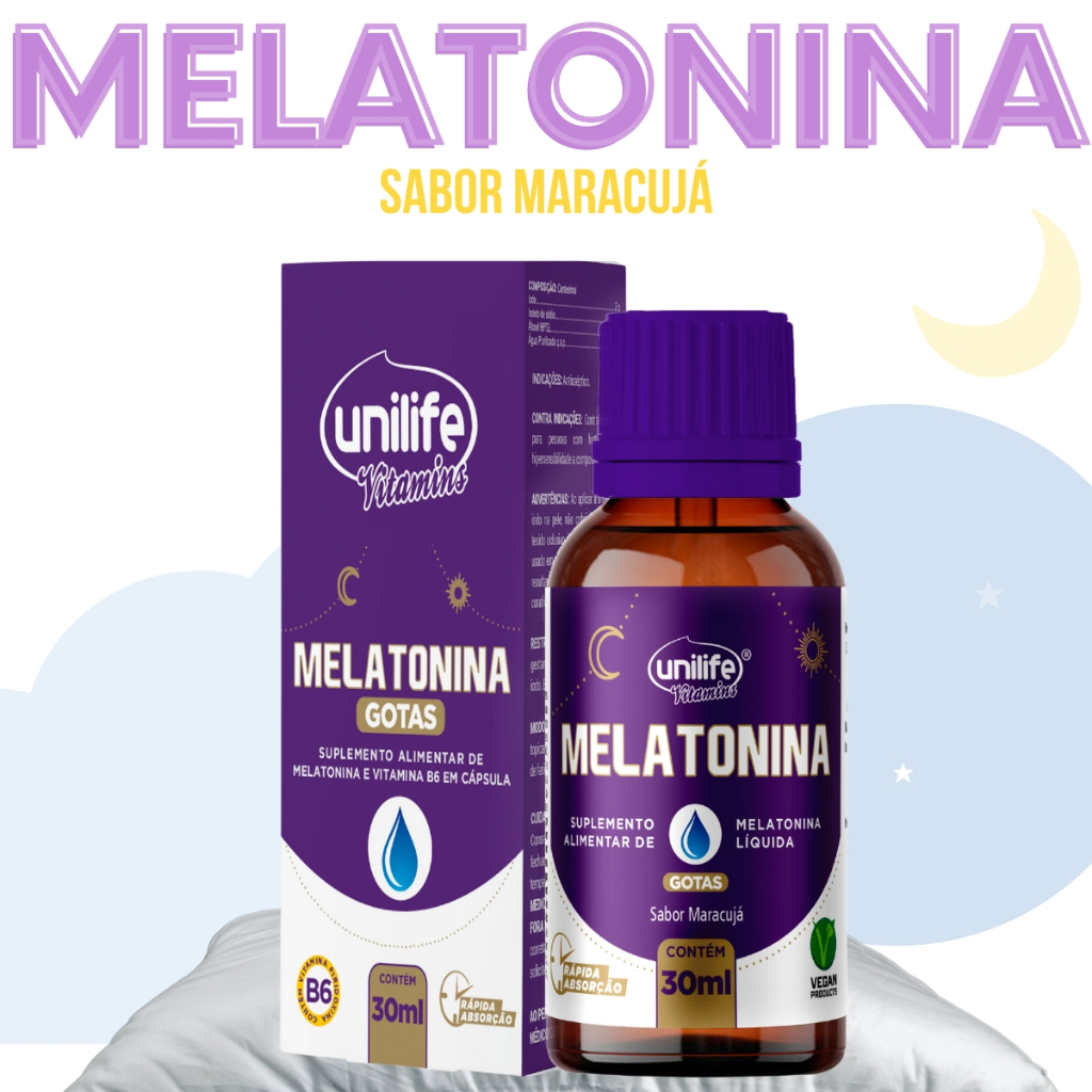 Melatonina 0,21mg Em Gotas 30ml Sabor Maracujá Vegano - Unilife | Shopee Brasil