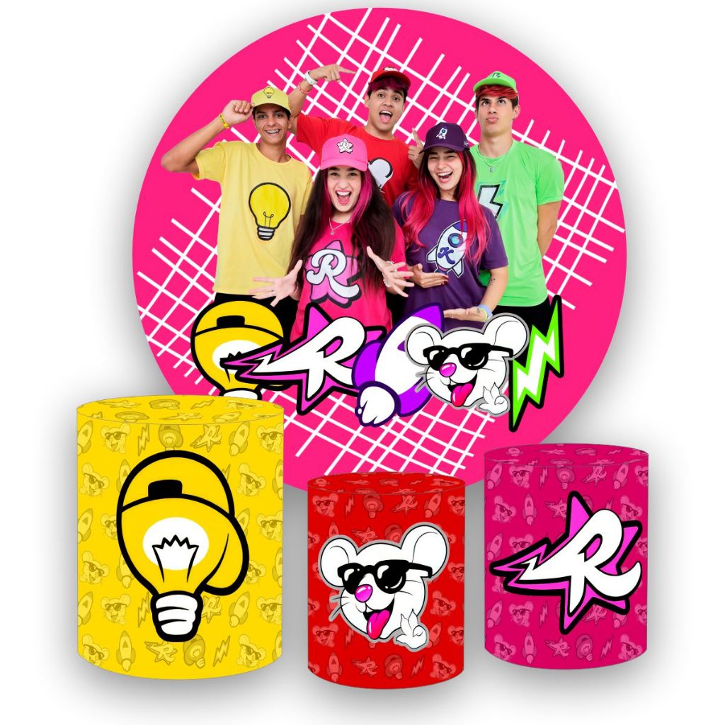 Kit Painel Redondo tecido sublimado 1,50 + 3 capas de cilindro Os Rosas Novos Elementos Emily ...