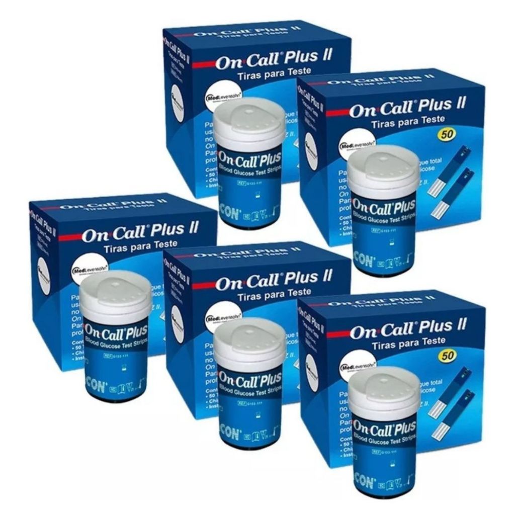 Kit 250 Tiras Para Medir Glicose On Call Plus II | Shopee Brasil