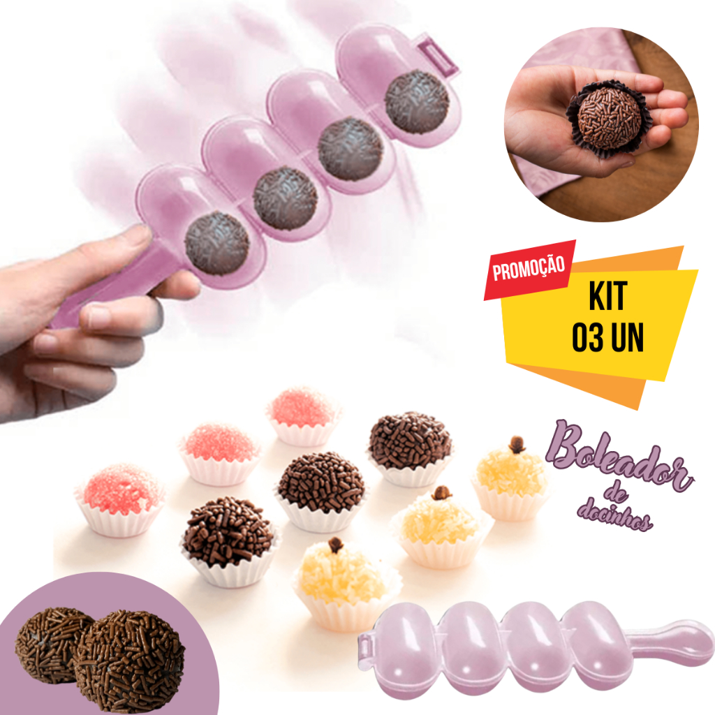 Kit 2 Chocalho Para Confeitos De Brigadeiro 4 cavidades - Boleador ...