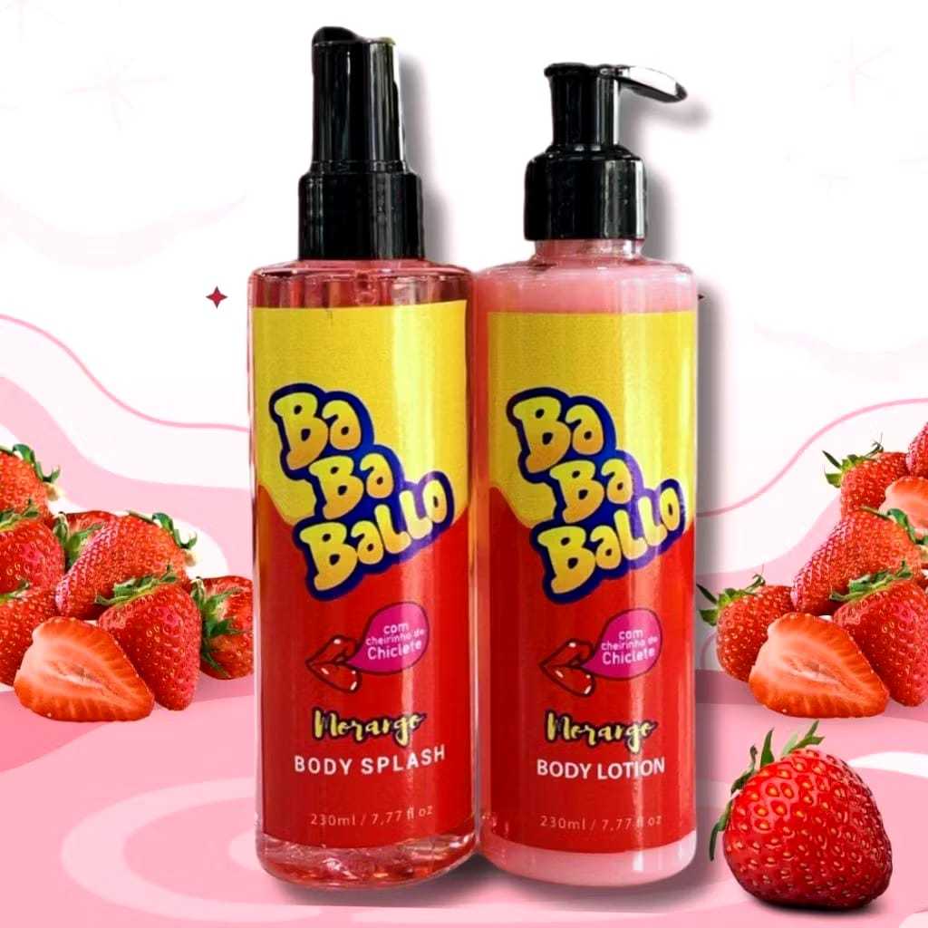 Kit Creme Hidratante Bubbaloo Morango + Body Splash Feminino Docinho ...