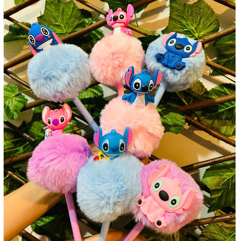 Caneta Pompom Stitch e Angel em Gel Papelaria Fofa Kawaii Material ...