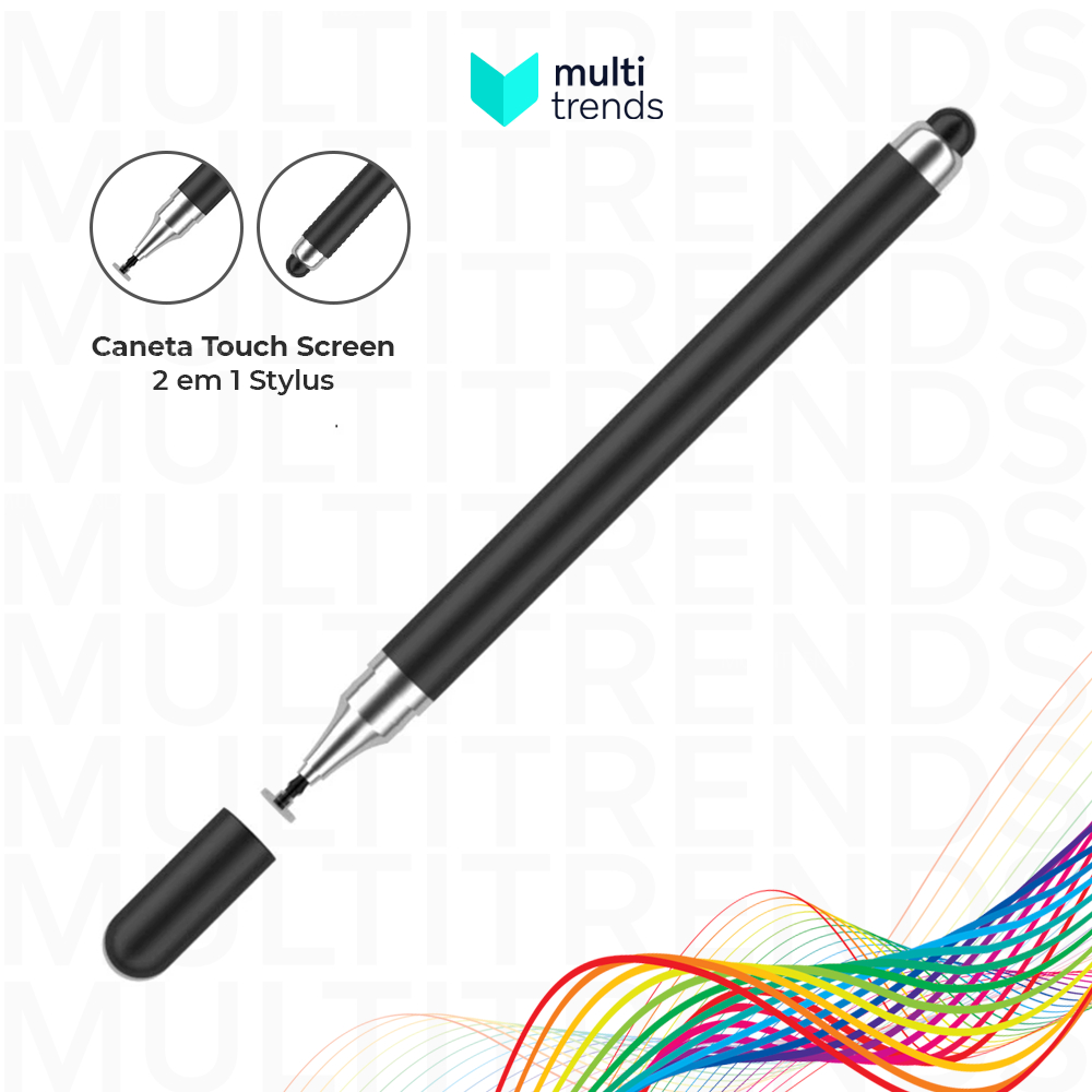 Caneta Touch Screen Universal 2 em 1 Capacitiva para Tablet, Smartphone ...