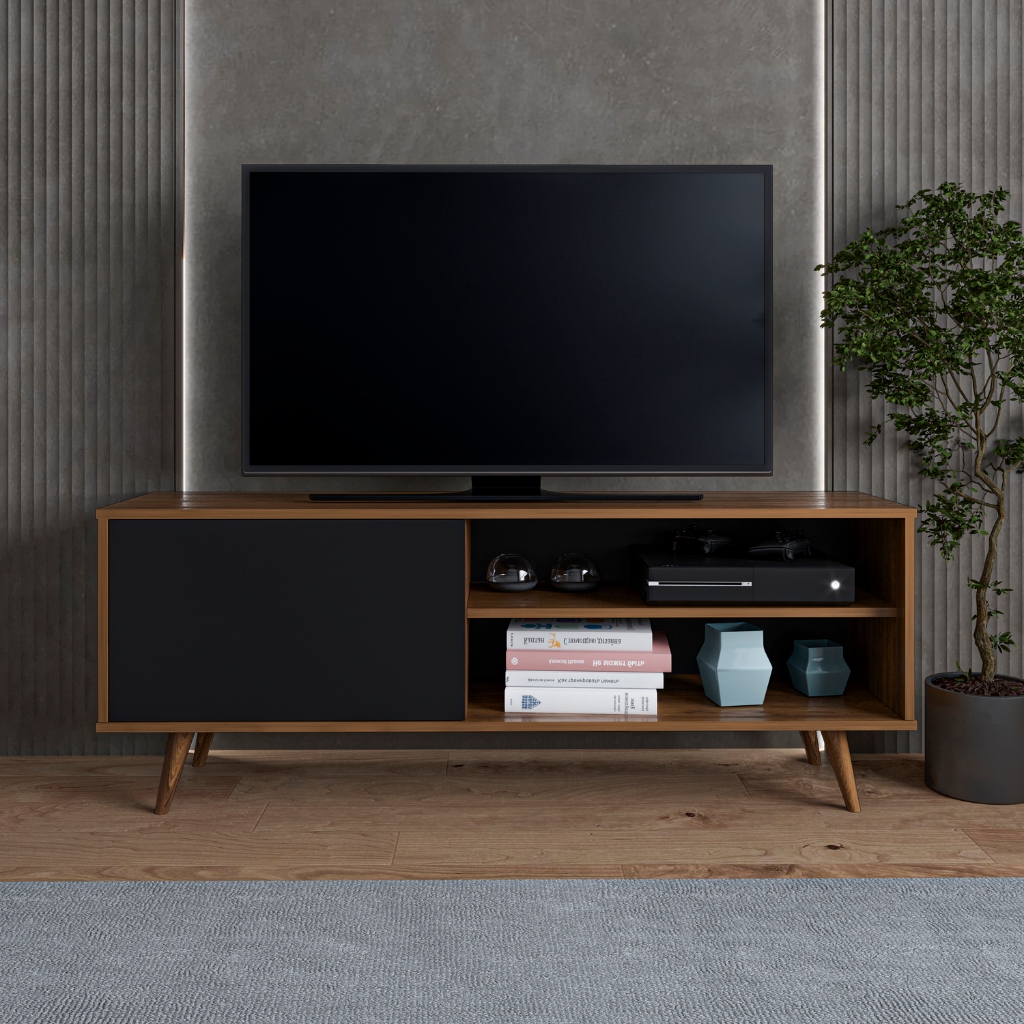 Rack estante para sala tv 43 polegadas com prateleira e porta ...