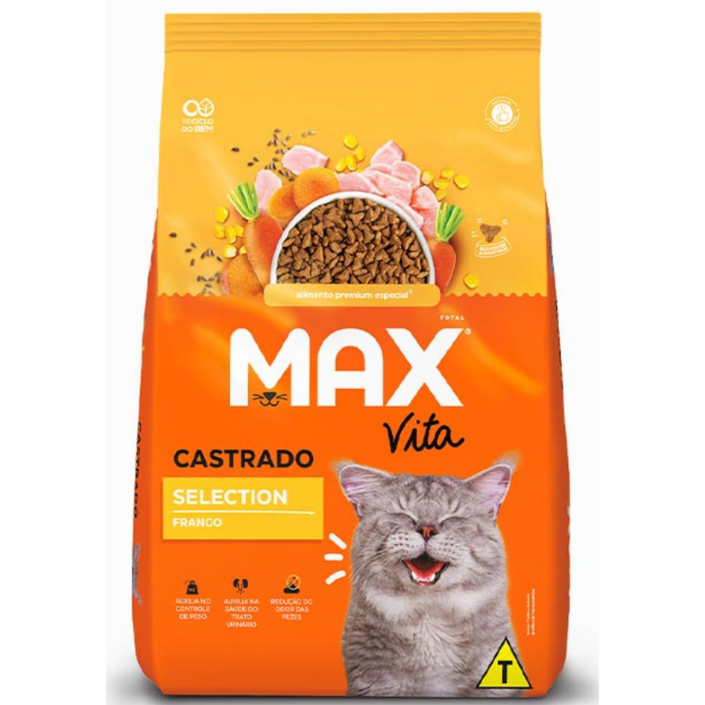 Ração Max Cat Para Gatos Castrado Vita Selection 20kg | Shopee Brasil