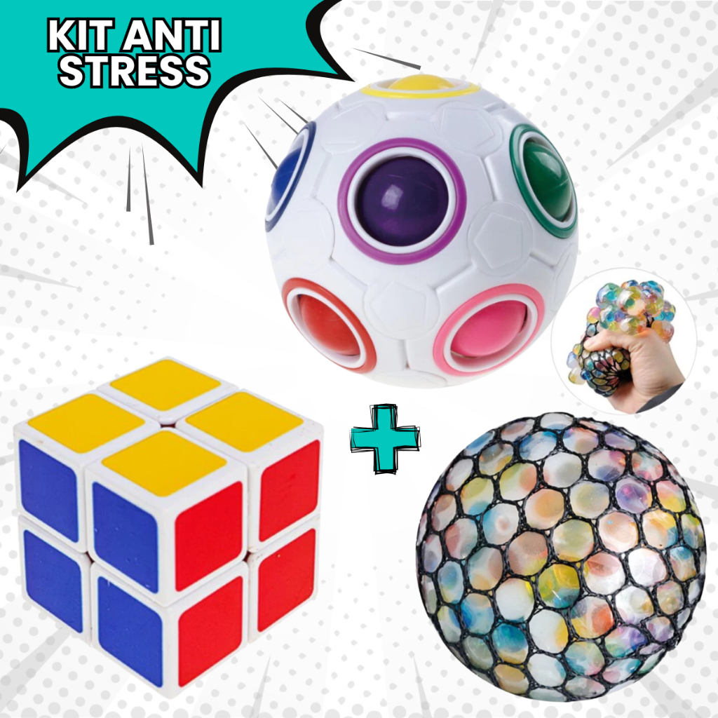 Kit Fidget toys sensorial interativo anti stress Mini Cubo Mágico ...