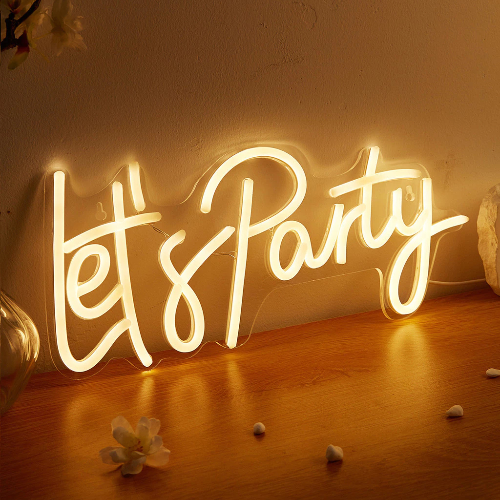 Frase Let's Party Led Neon Letreiro Luminoso Decoração Festa 54x30cm ...