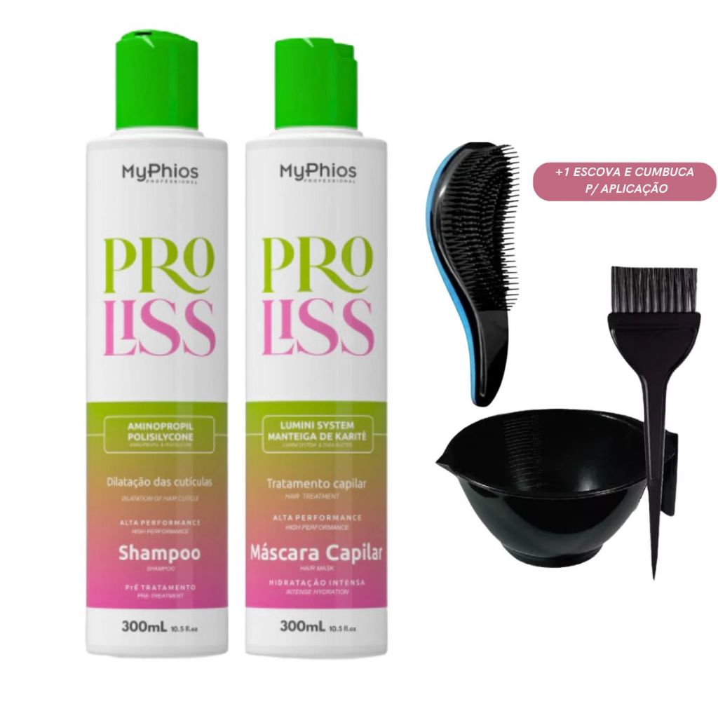 Kit Progressiva ProLiss Myphios 300ml + Escova + Cumbuca | Shopee Brasil