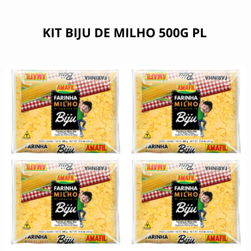 Kit Farinha De Milho Biju Amafil 500g – 4 Unidades | Shopee Brasil