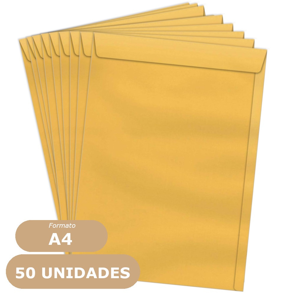 Kit 25 Envelopes Saco Kraft Ouro - Scrity I 80g - 229x324mm - A4 | Shopee Brasil