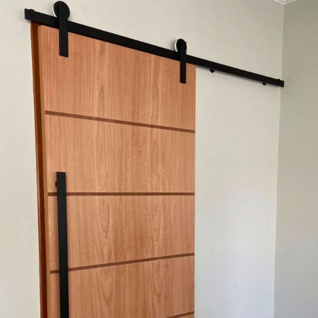 Kit Para Porta de Correr Roldana Aparente Em Alumínio Preto Fosco | Shopee Brasil